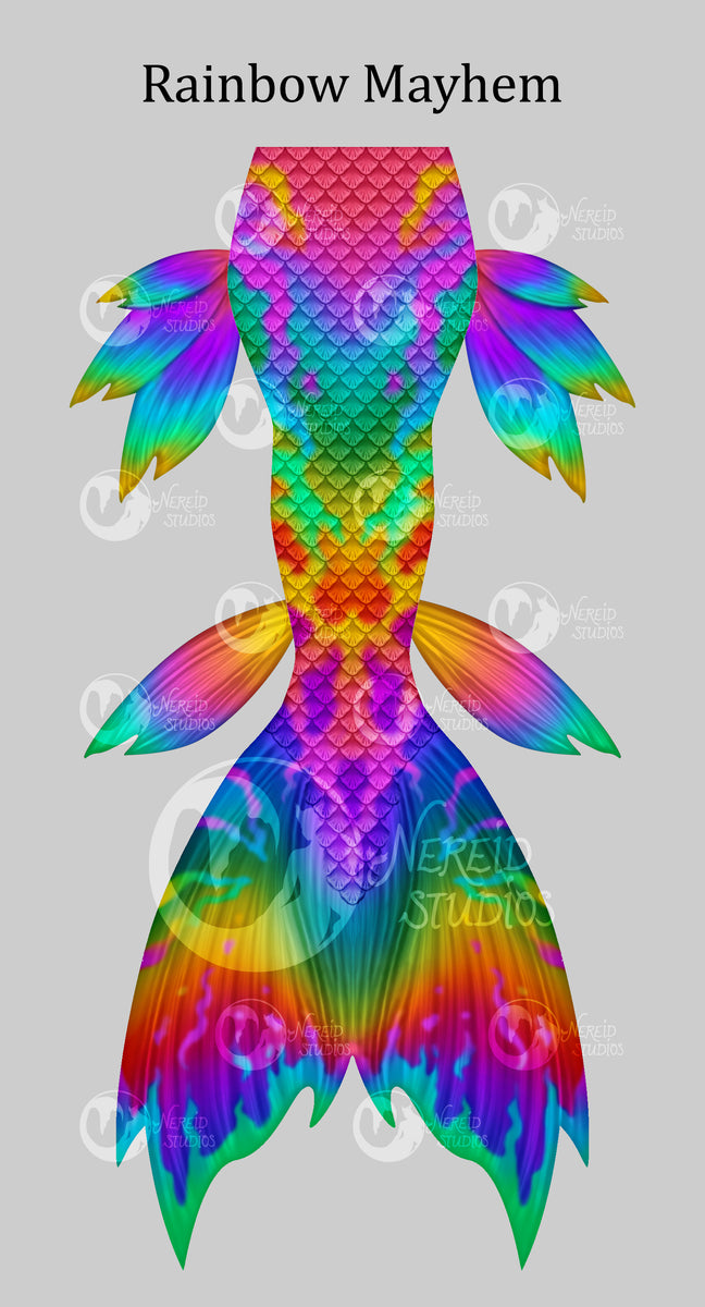 Rainbow Mayhem swimmable mermaid tail – Nereidstudios.com